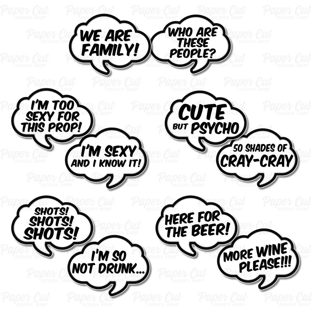 Speech Bubbles 1 Prop Bundle - Photo Booth Props & Signs – Paper Cut ...