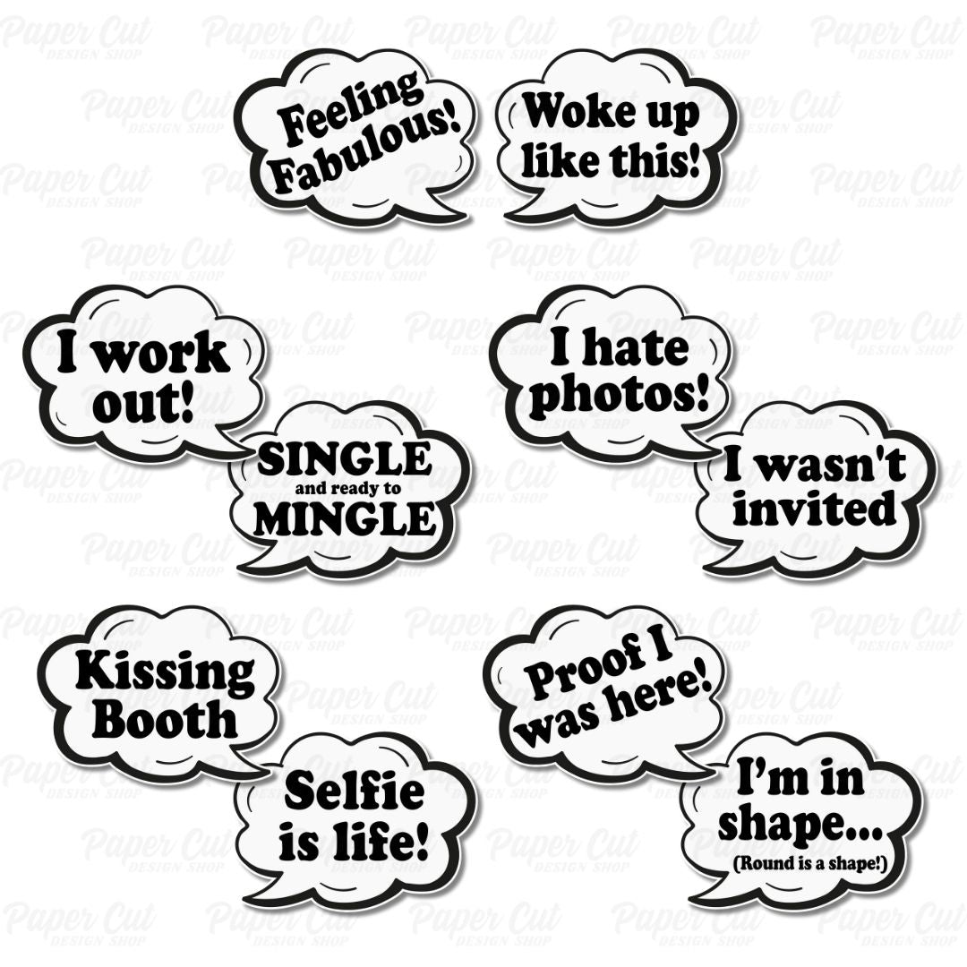 Speech Bubbles 2 Prop Bundle - Photo Booth Props & Signs – Paper Cut ...
