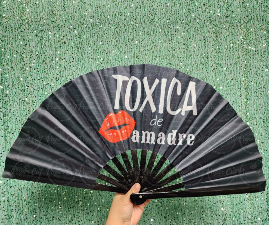 OVERSIZED Hand Fan - Toxica de amadre with red lips – Paper Cut Design Shop