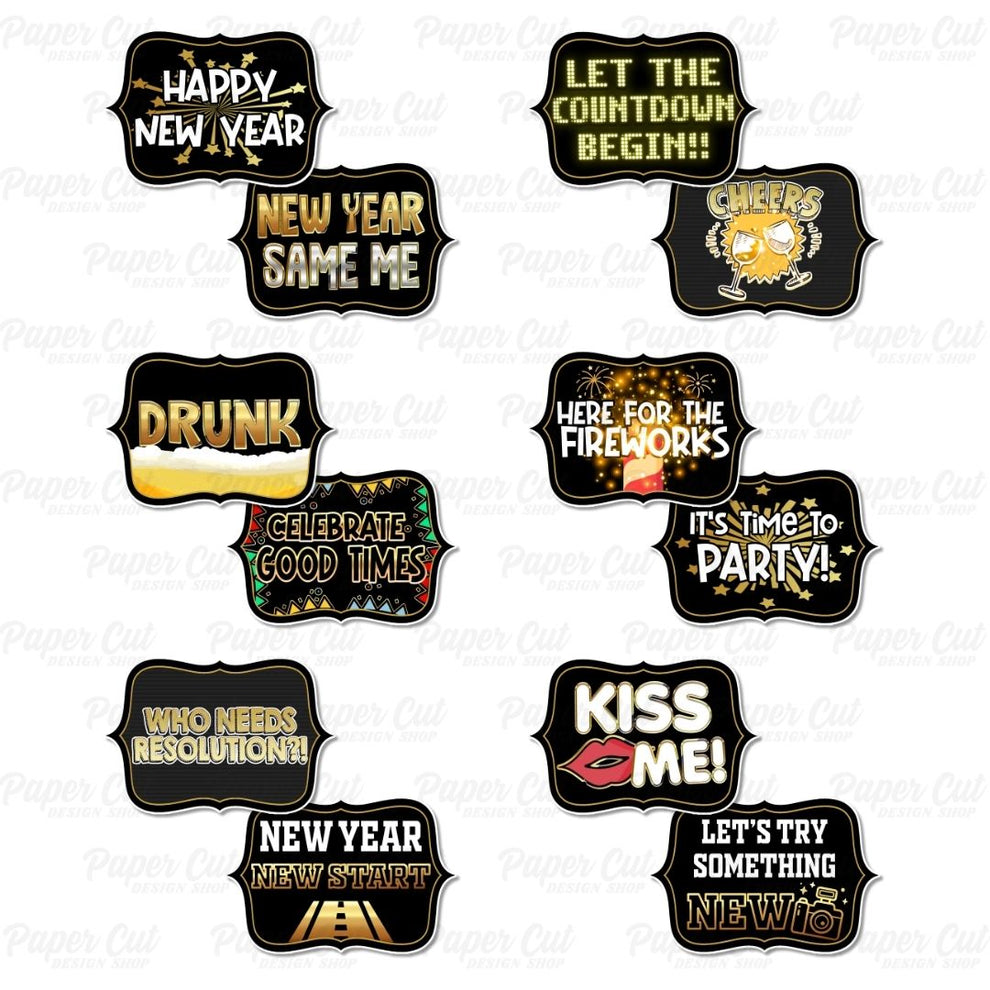 New Year Party Prop Bundle - Photo Booth Props & Signs – Paper Cut ...