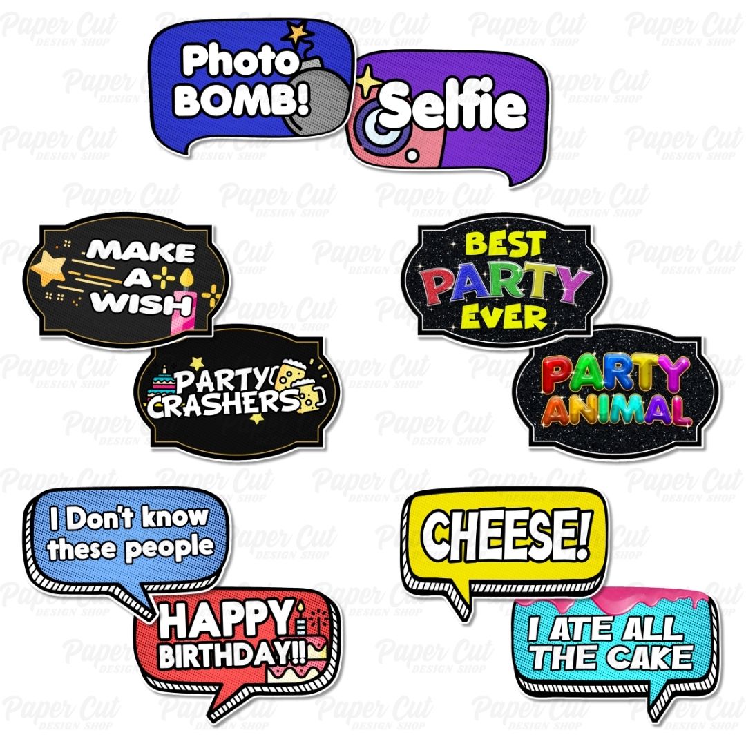 Oversized Birthday Prop Bundle - Photo Booth Props & Signs – Paper Cut ...