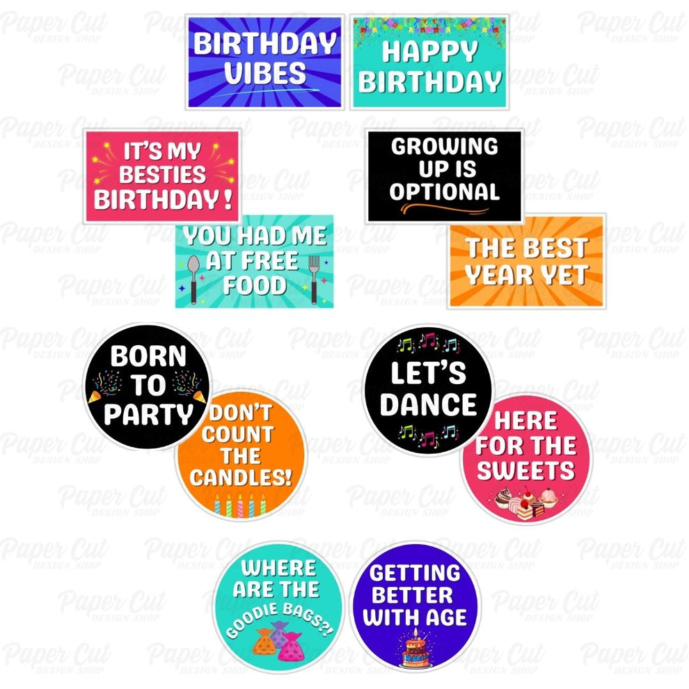 Birthday Prop Bundle - Photo Booth Props & Signs – Paper Cut Design Shop