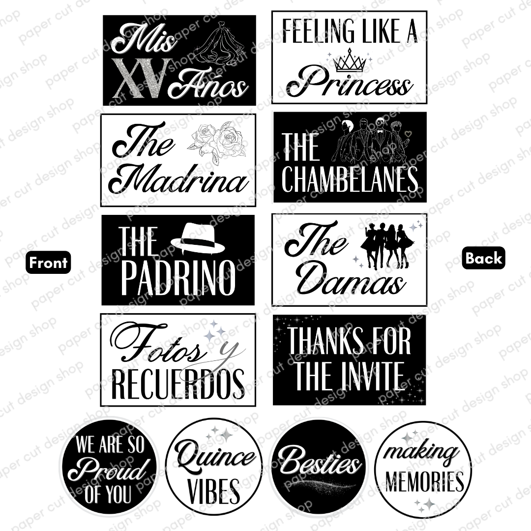 Glam Quince Black & White Prop Bundle - Photo Booth Props & Signs ...