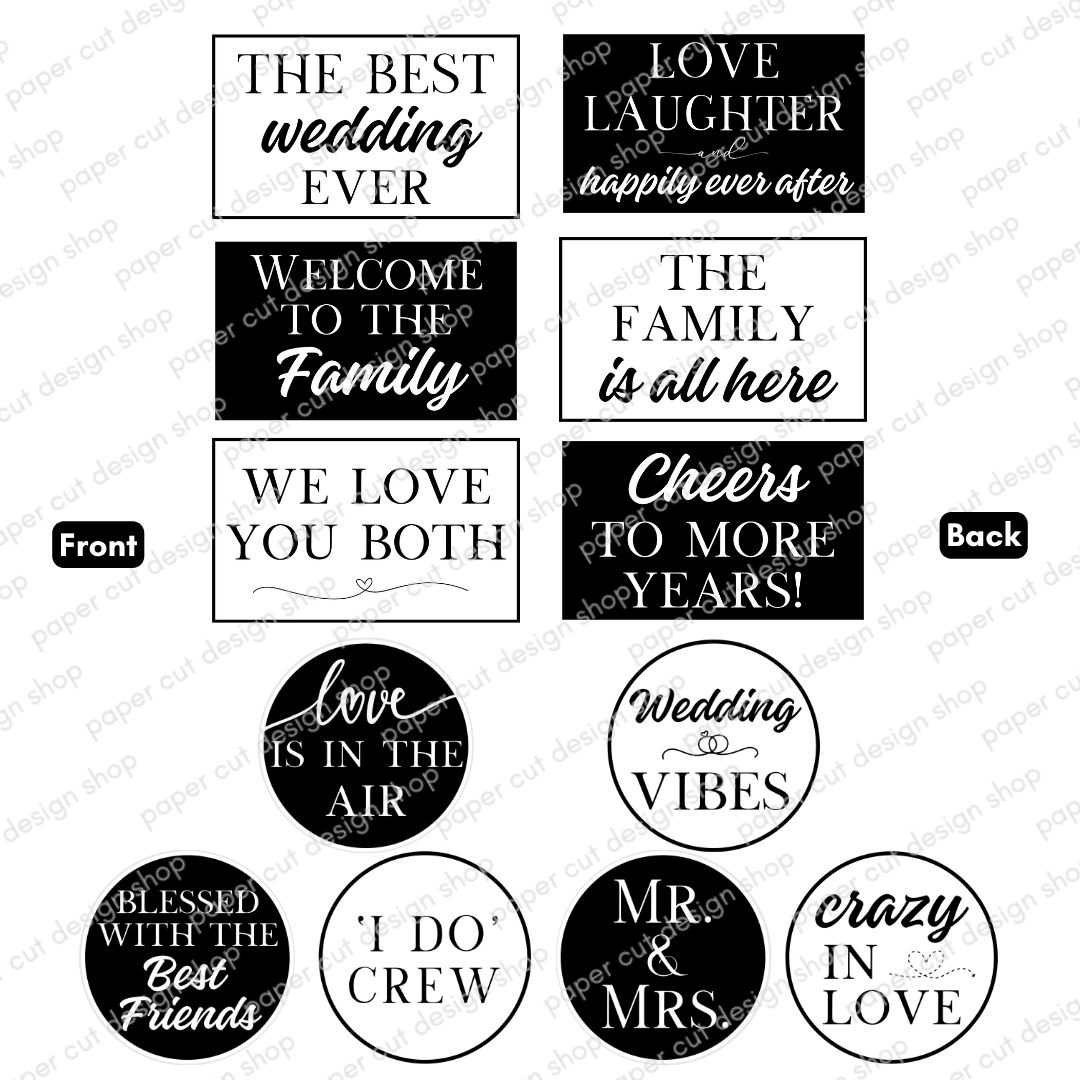 Glam Wedding Black & White Prop Bundle - Photo Booth Props & Signs ...