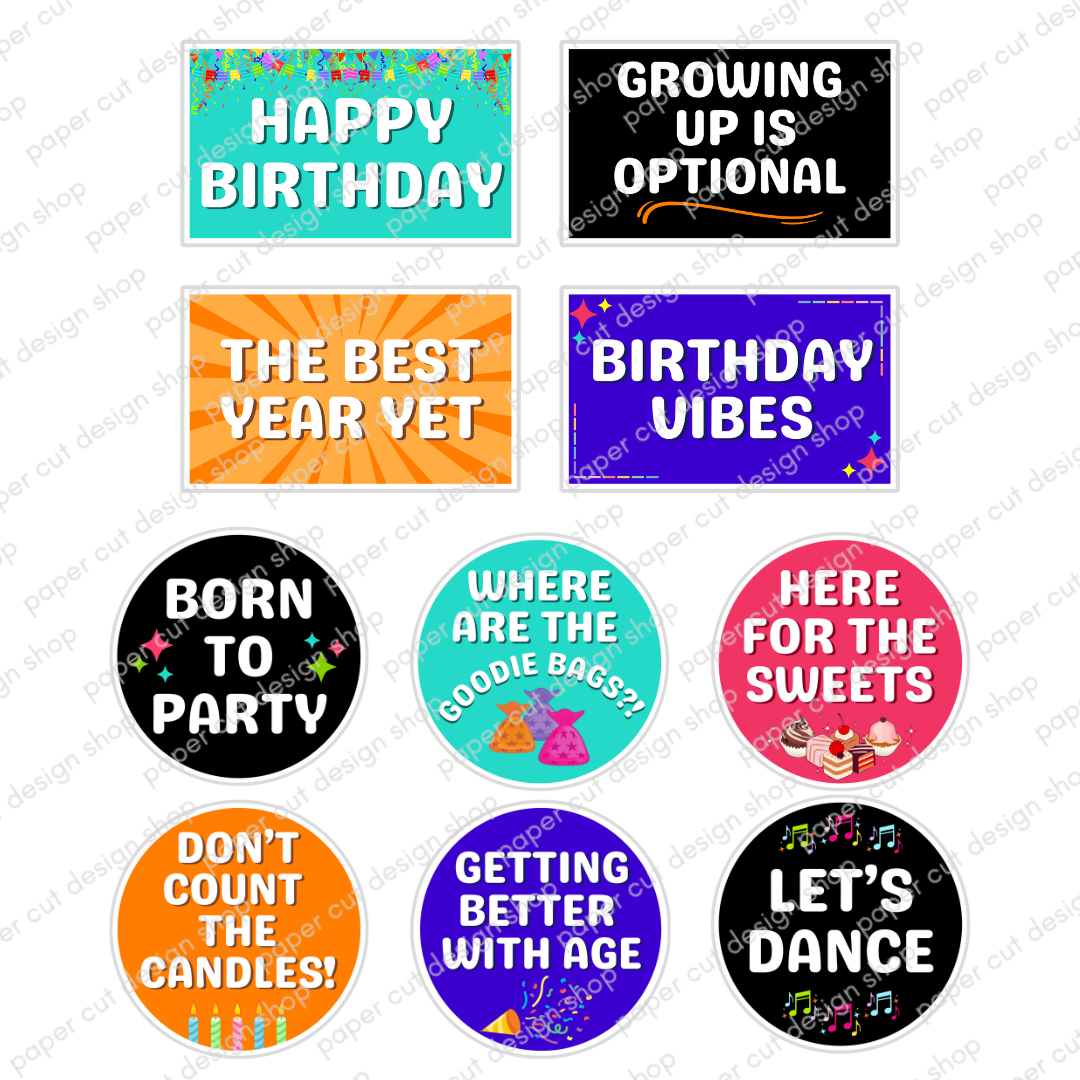 Birthday Prop Bundle - Photo Booth Props & Signs – Paper Cut Design Shop