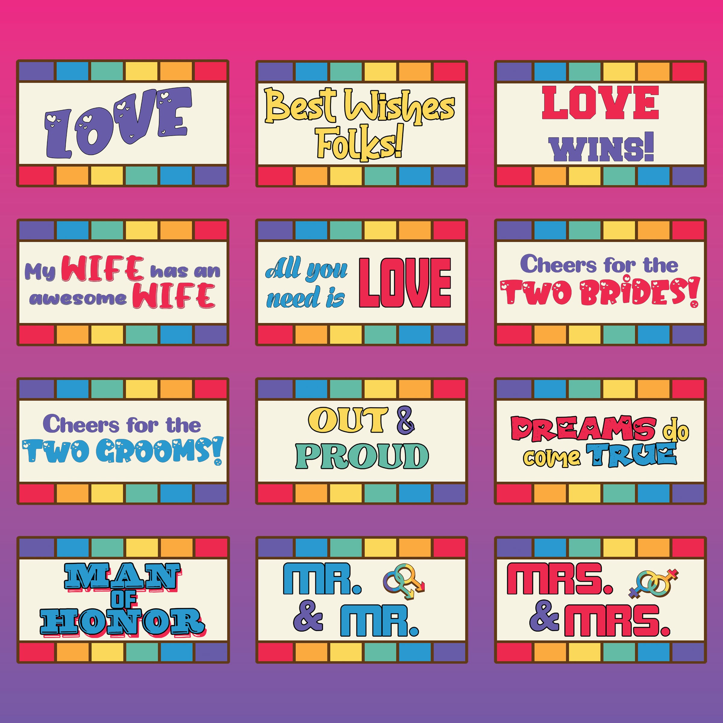 PRIDE Wedding Prop Bundle - Photo Booth Props & Signs – Paper Cut ...