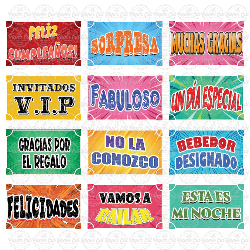 Spanish Birthday Prop Bundle - Photo Booth Props & Signs – Paper Cut ...