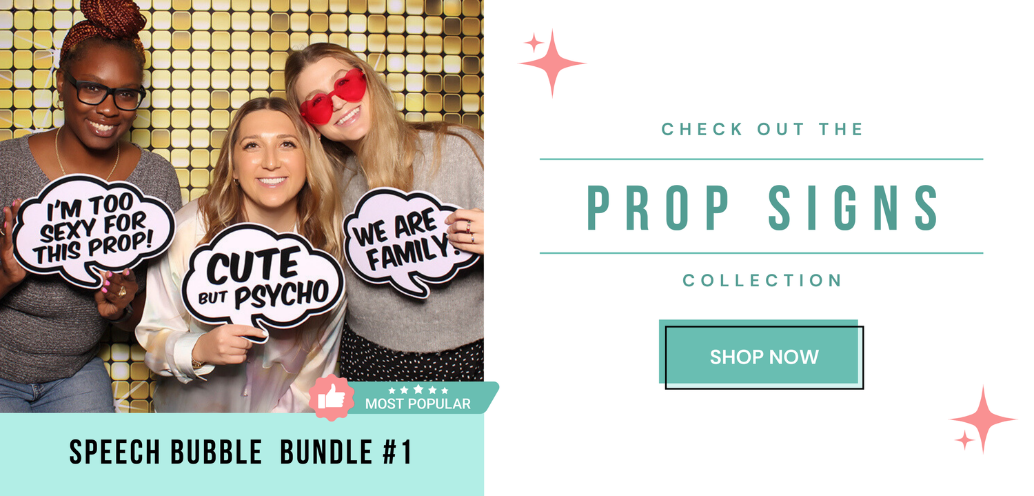 Photo booth albums, photo booth props signs, custom printed backdrops ...