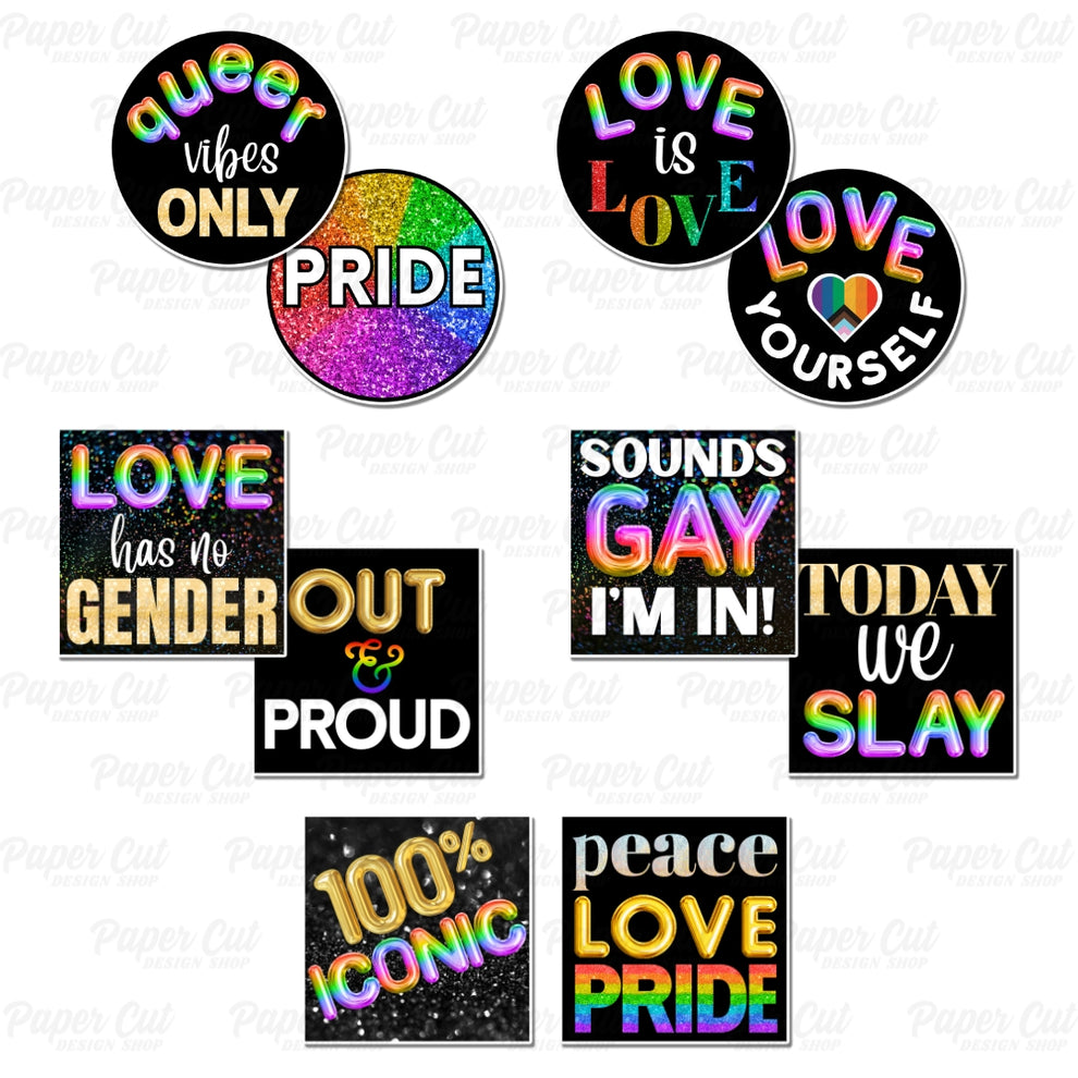 Pride LGBTQ+ Prop Bundle - Photo Booth Props & Signs – Paper Cut Design ...