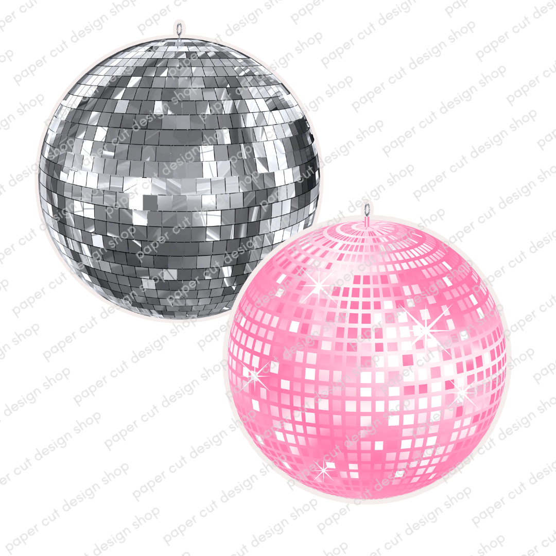 Silver & Pink Disco Ball Single Prop (double sided) – Paper Cut Design Shop