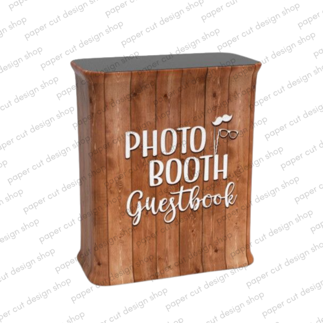 Wood Photo Booth Guestbook Album Portable Counter Table Black with Sto ...